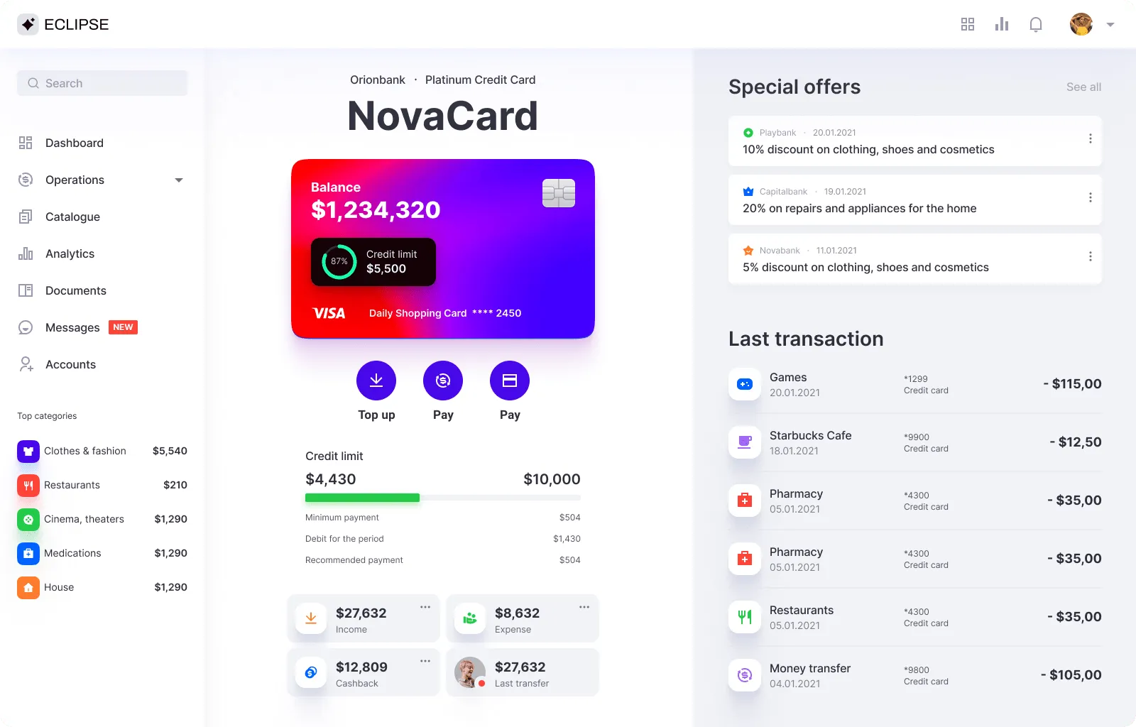 Eclipse UI kit for Figma - desktop & mobile dashboard templates