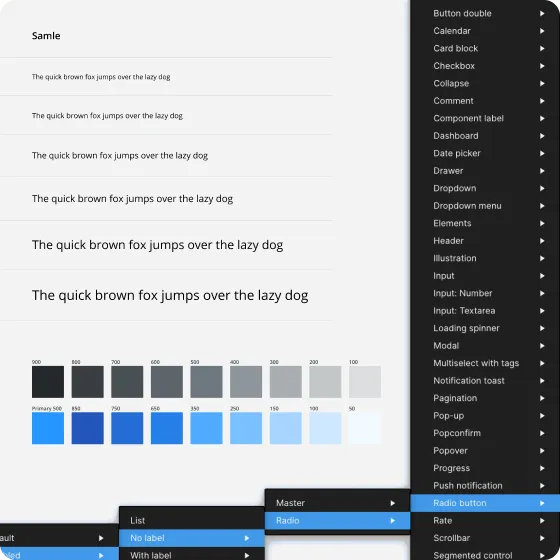 Figma design system - 3000+ components, 30+ dashboard templates
