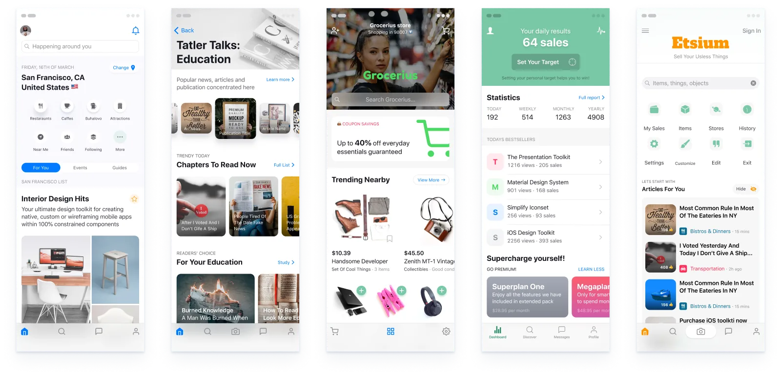 Figma iOS UI kit with 240 mobile app templates