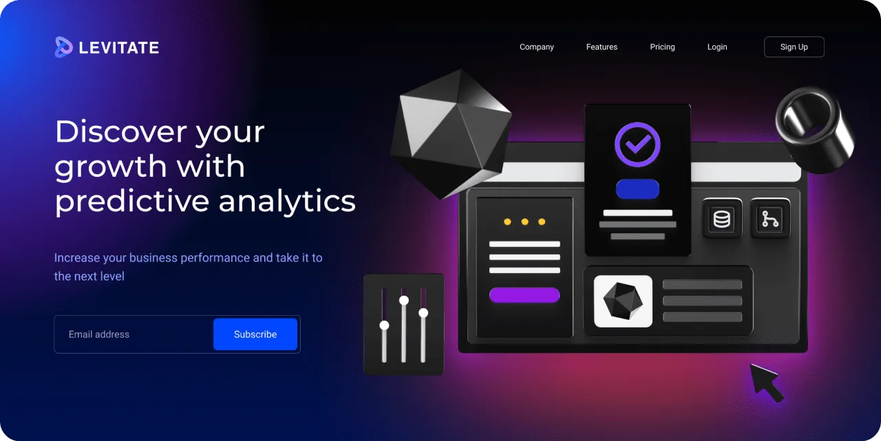 Figma presentation templates & 3D scene builder - Levitate UI kit