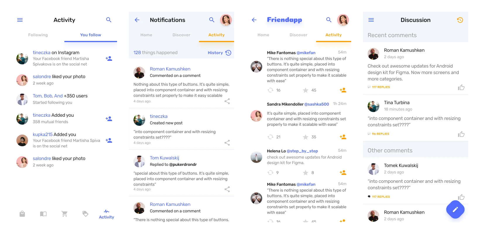 Figma Android UI kit - mobile app templates
