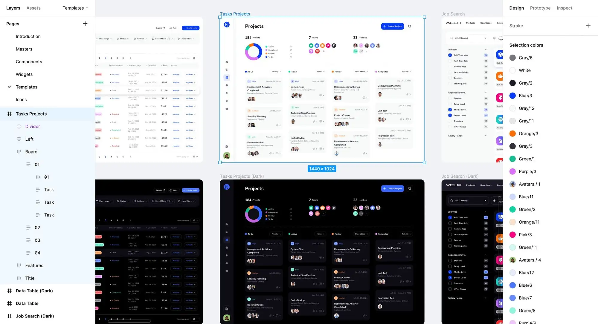 Xela UI kit for Figma & React. Desktop web app templates