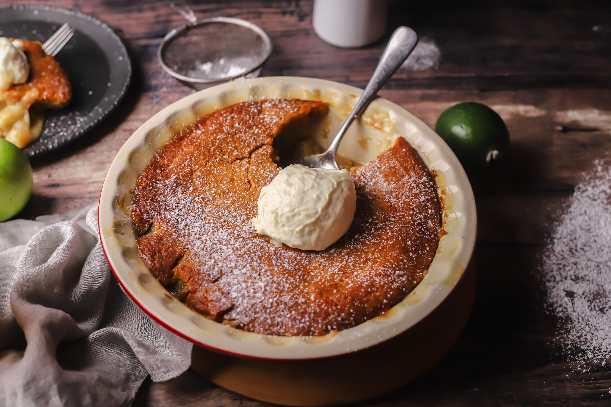 Self-Saucing Apples Pudding w/ Feijoa Ice Cream