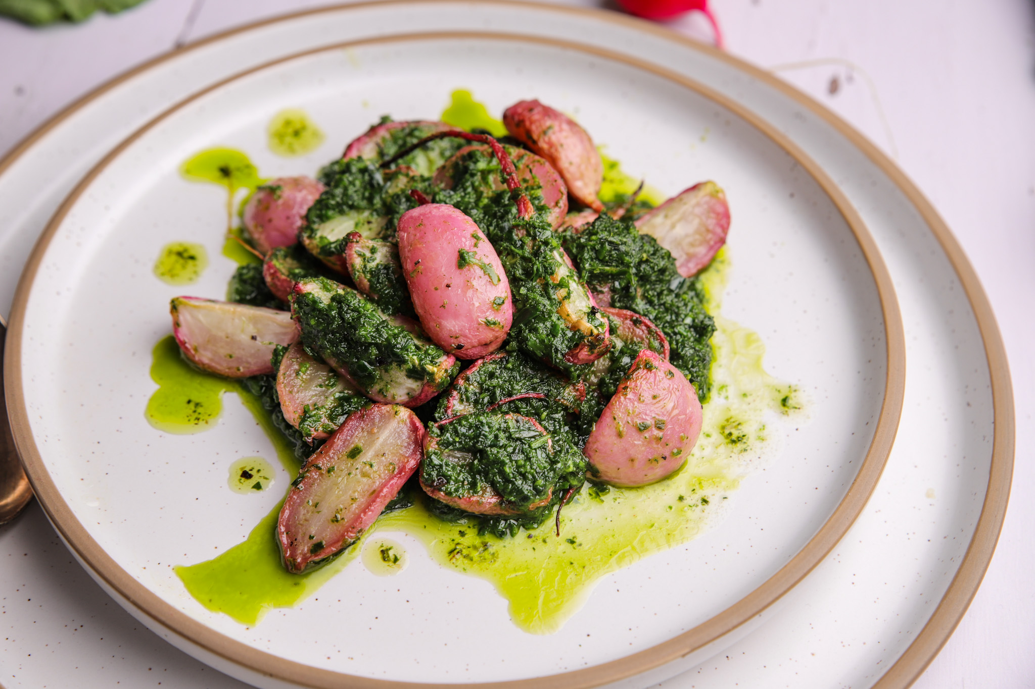 Roasted Radishes in Veggie Top Garlic Butter | Wonky Box Recipe