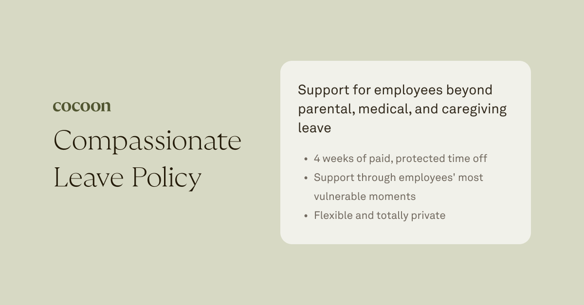 Cocoon’s compassionate leave policy text and functionality