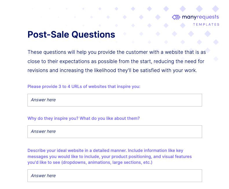 Fillable Website Design Questionnaire [PDF / Doc Template] - ManyRequests