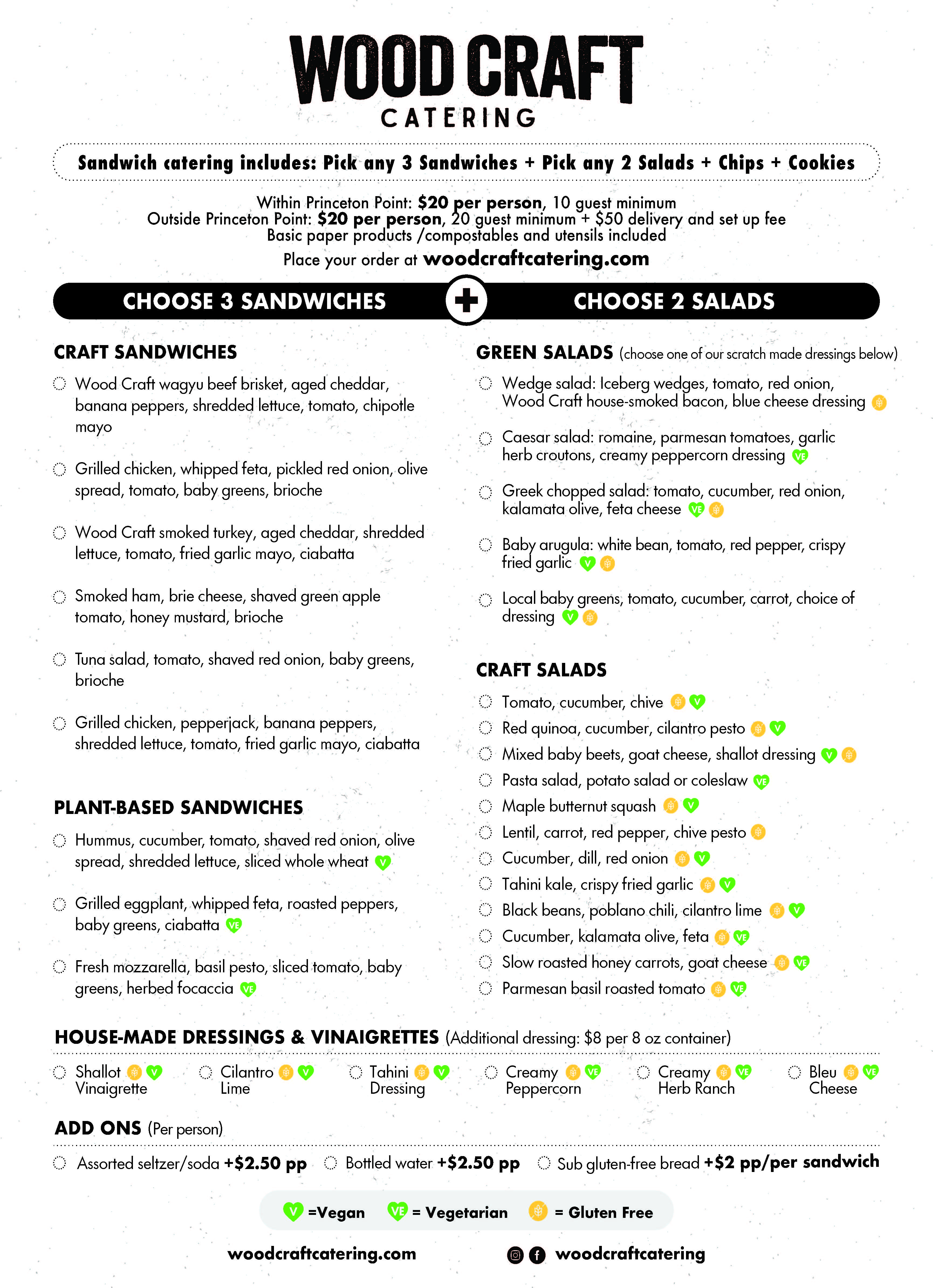 Catering Menus | Wood Craft Catering | Princeton NJ