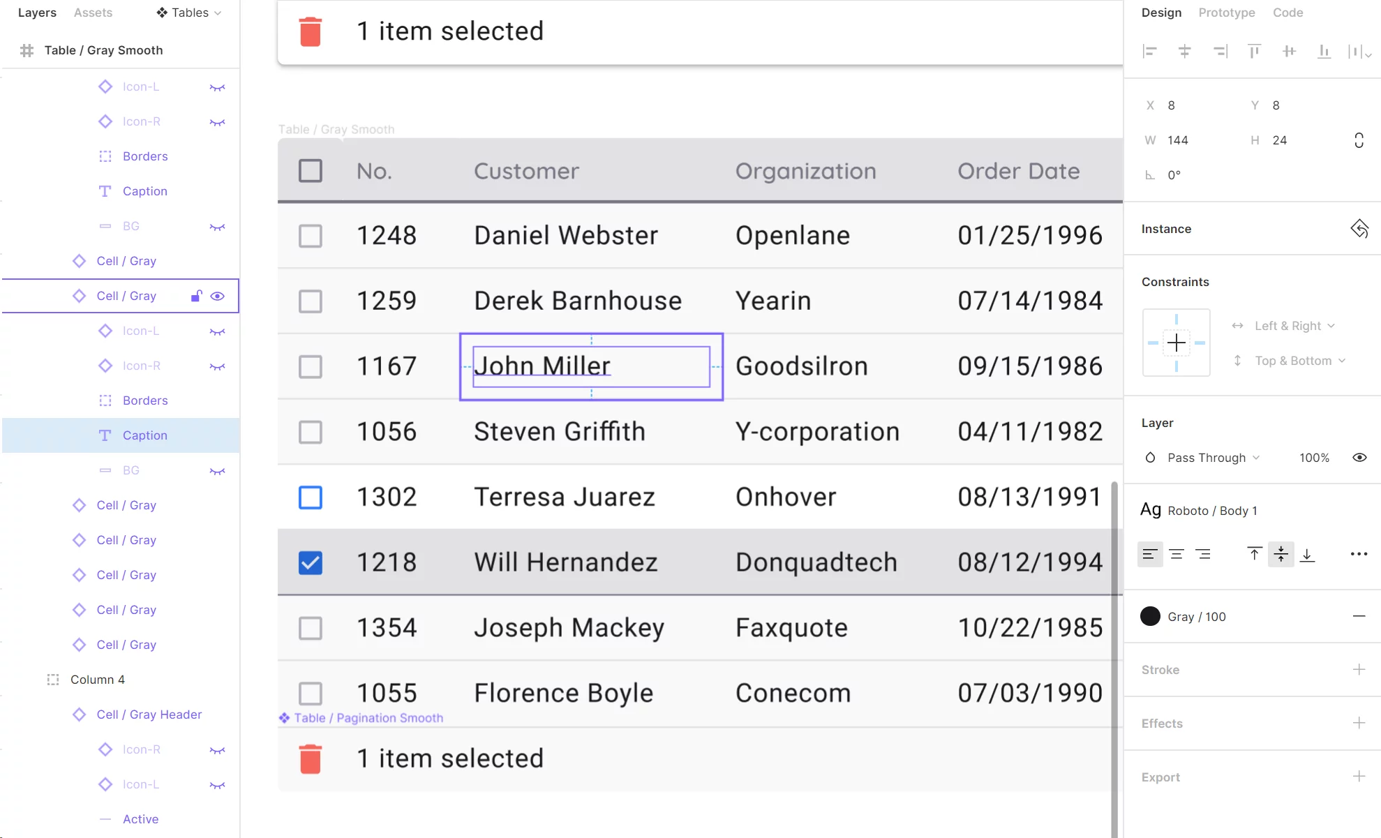 Figma Design System: React Tables UI