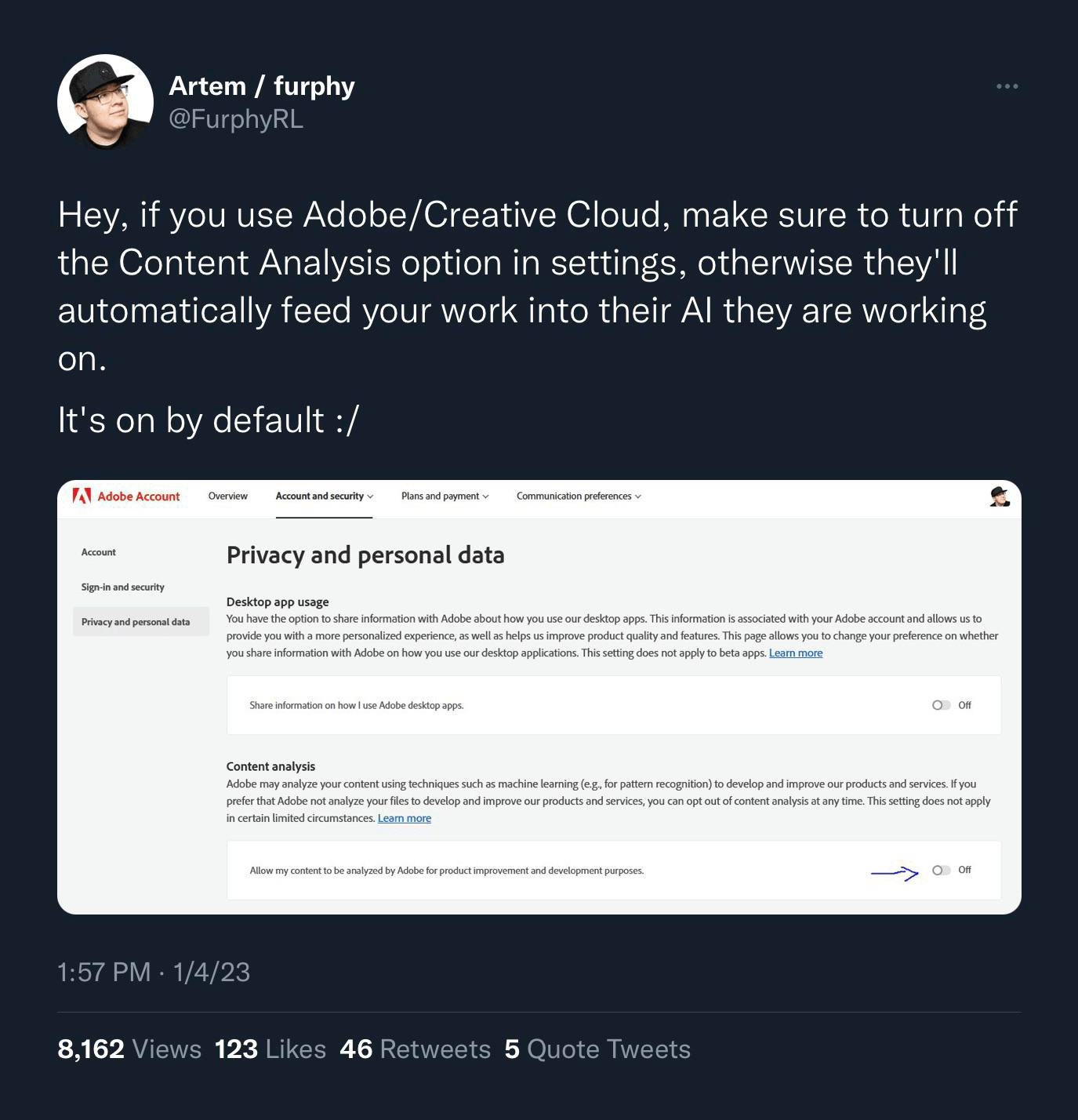 Adobe Creative Cloud: AI Training with Stolen UI Designs