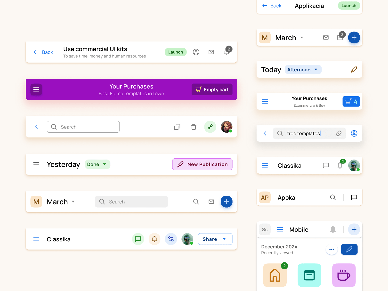 Figma templates, design systems and UI kits