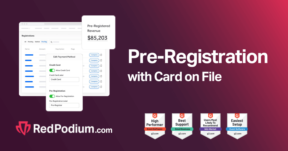 RedPodium Pre-Registration | Pre-Registration with Card on File