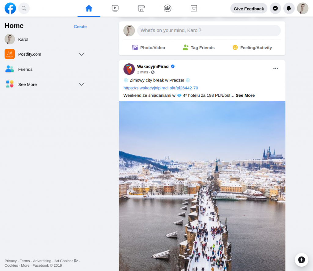 New facebook interface