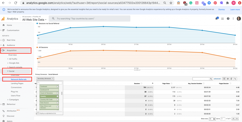 Google Analytics FB referral traffic