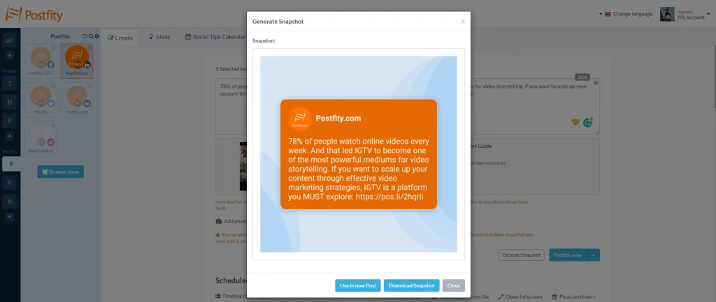 Social Media Snapshot Generator - postfity.com Create Snapshots