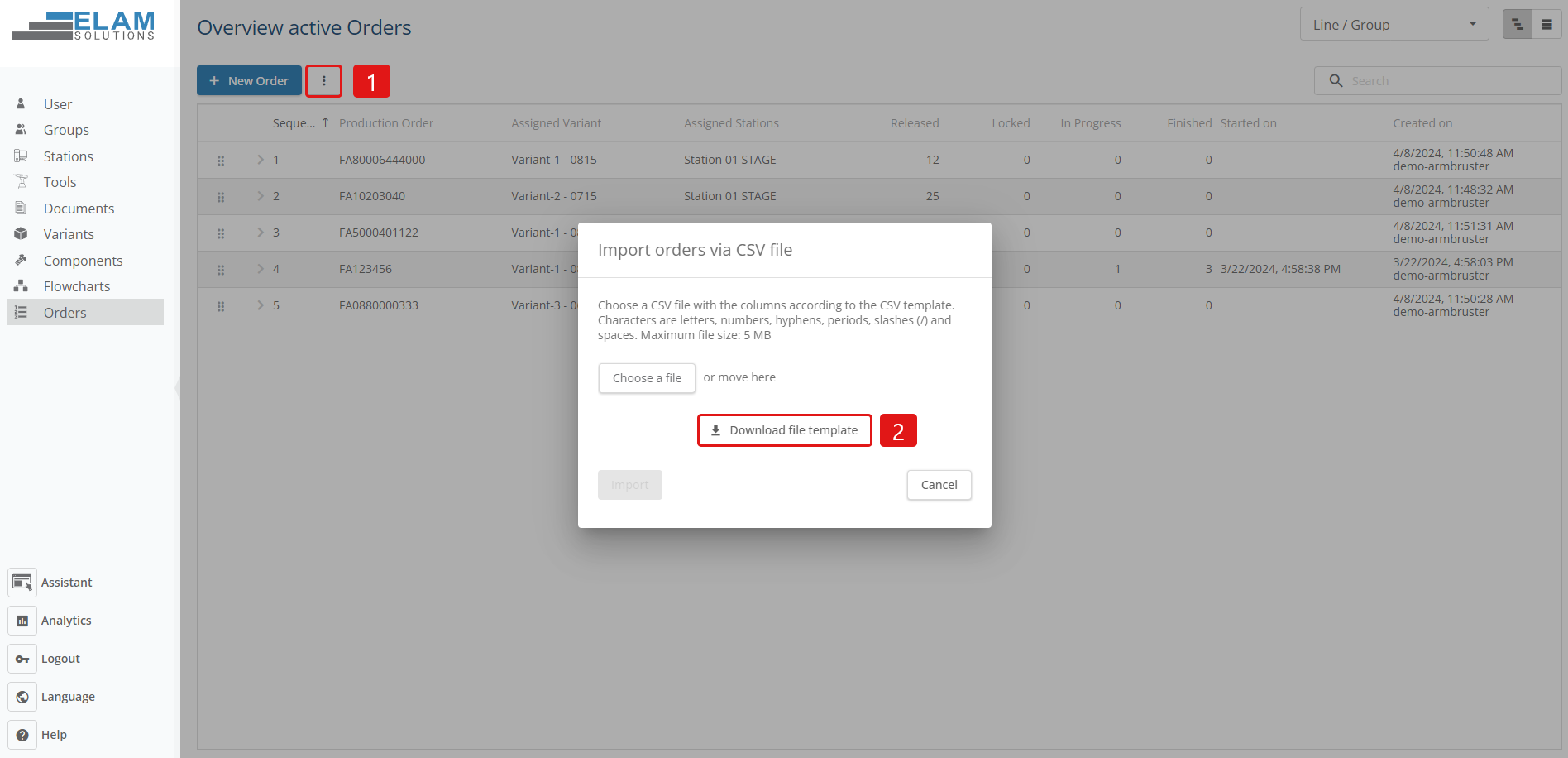 Auftragsverwaltung - ELAM Solutions