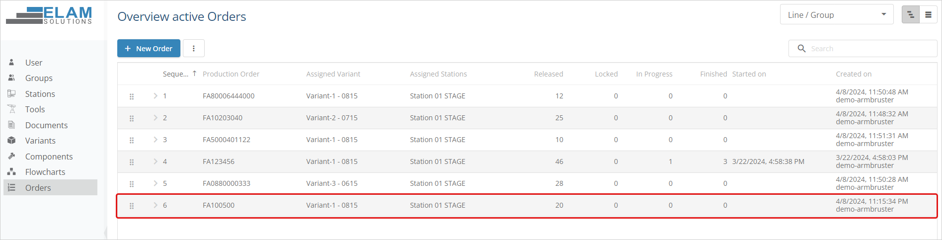 Auftragsverwaltung - ELAM Solutions