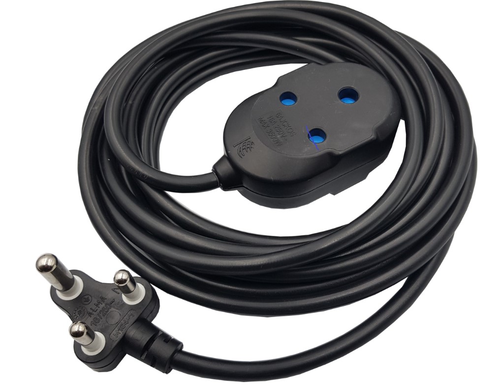 EXT LEAD 5M 10AMP DOUBLE BLACK