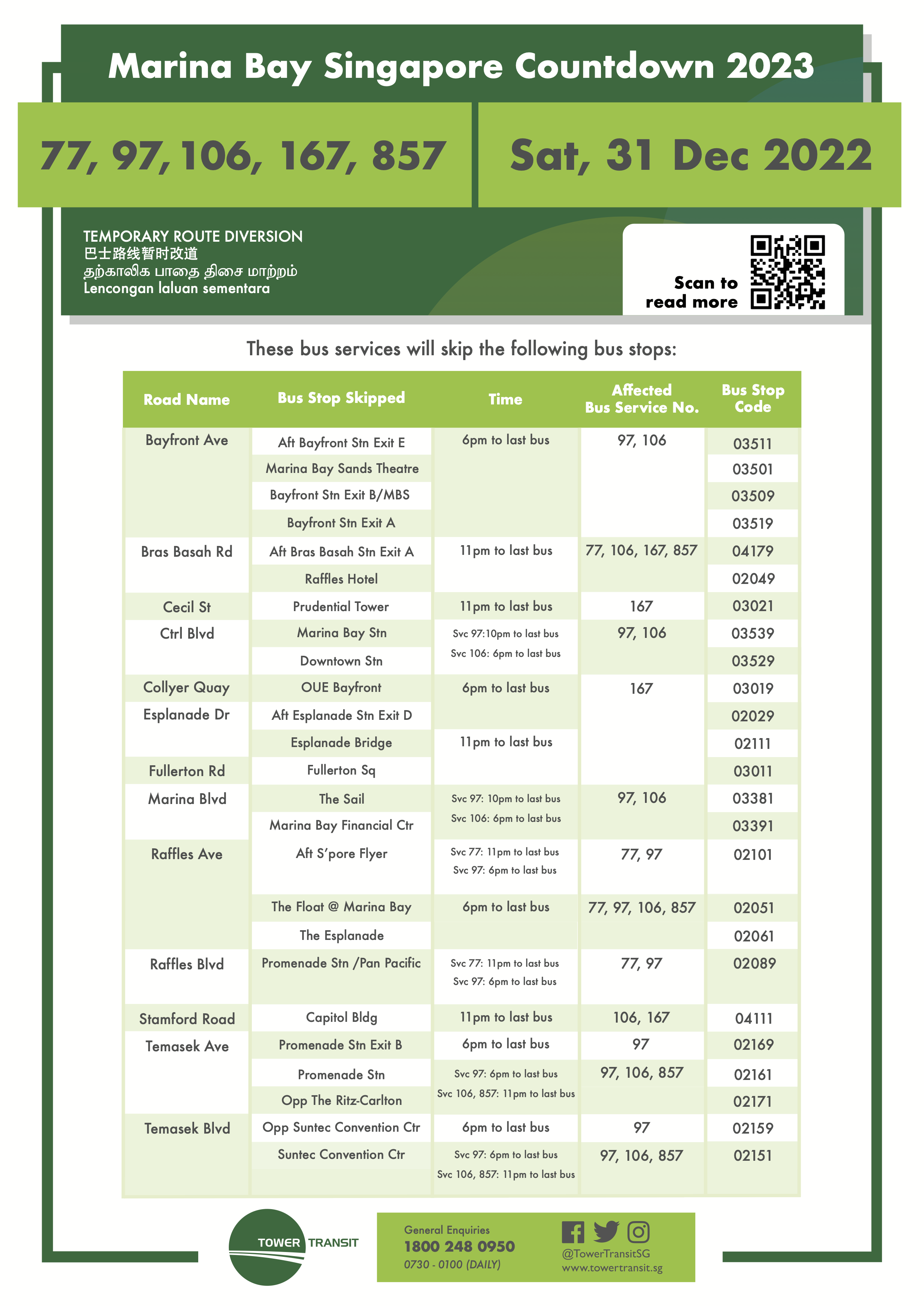 Tower Transit Singapore – Marina Bay Singapore Countdown 2023