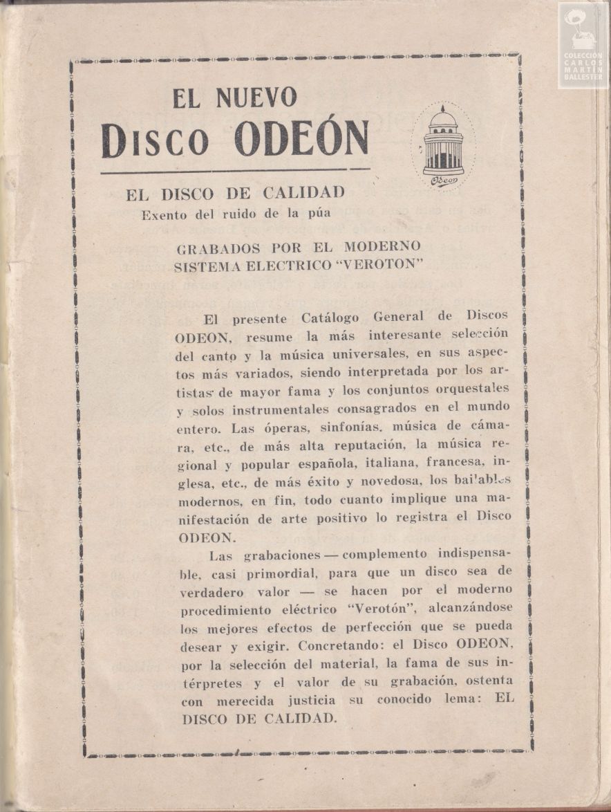 Catálogo de discos-Odeon - CCMB-CD-1206, Odeon 1929 | Catálogos de ...