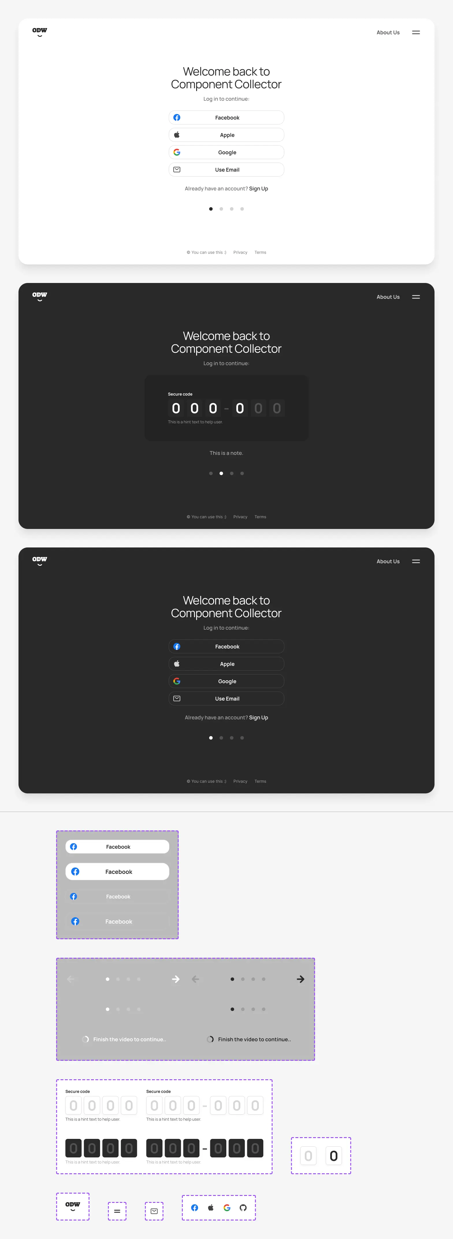 Figma Minimal Desktop Authentication (2FA), Layout Component ...