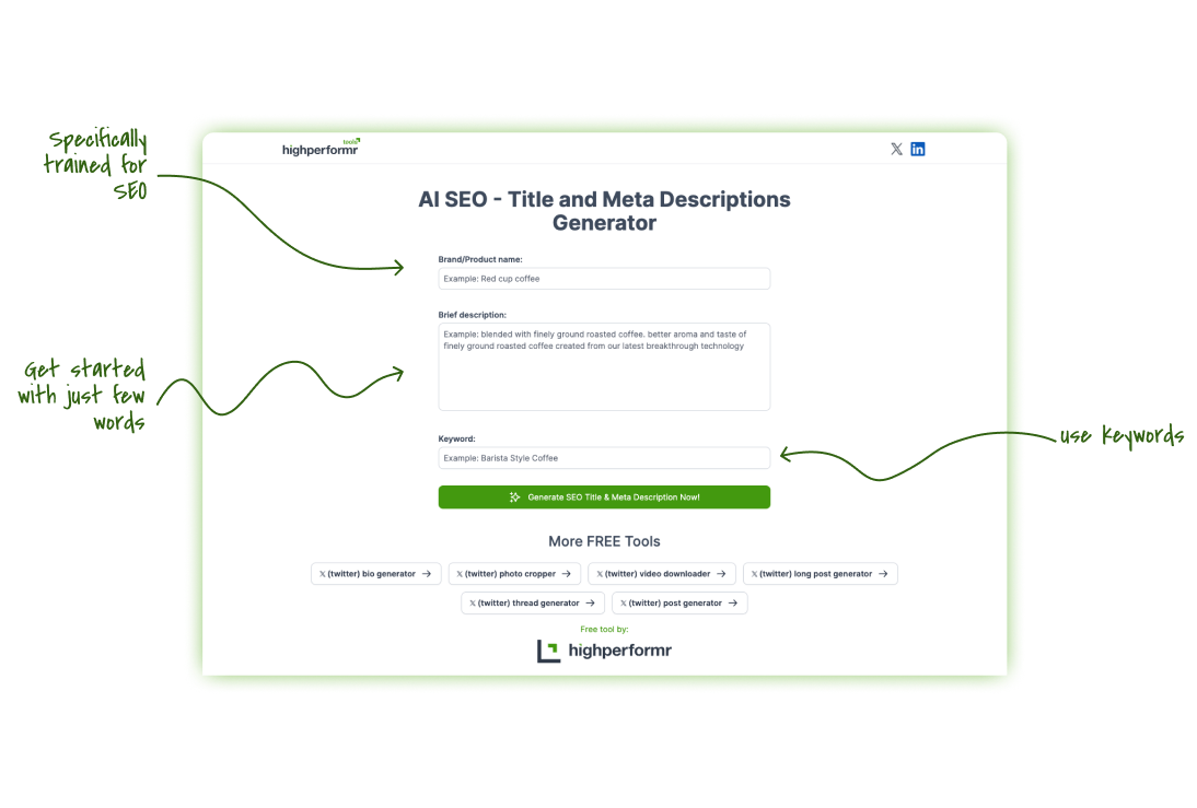 Free SEO Meta Title and Description Generator (Free SEO AI Tool)