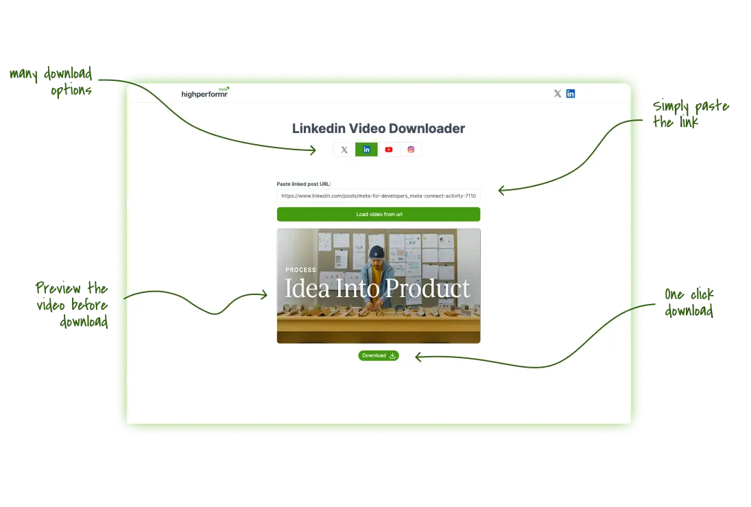 Free LinkedIn Video Downloader | Highperformr