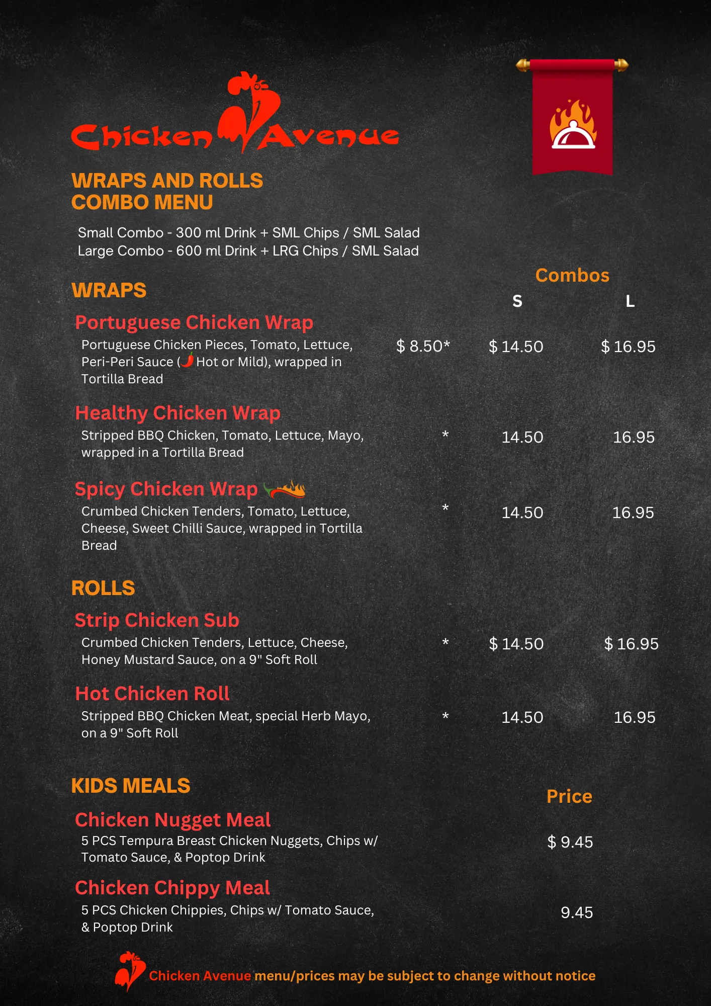 Menu - Delectable Chicken Creations at Chicken Avenue | Carnes Hill ...