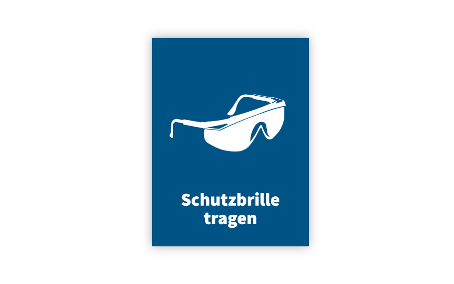 «Schutzbrille tragen» – Gebotsschild Hochformat blau | Gebotsschilder ...