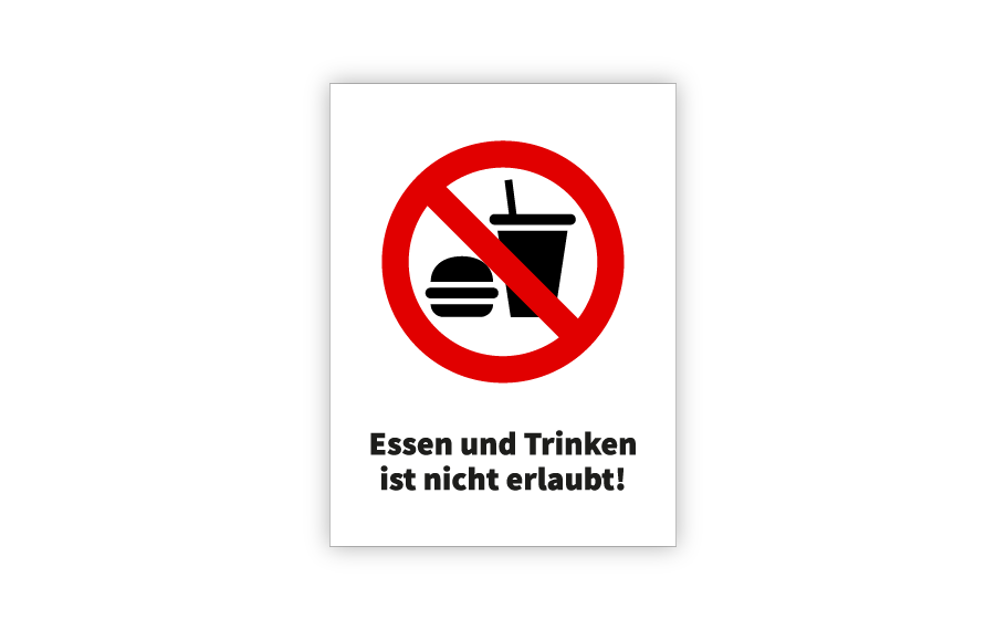 «Essen und Trinken verboten» – Verbotsschild hochformat ...