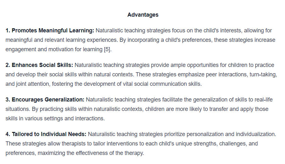 Why Naturalistic Teaching Strategies in ABA Therapy Matter