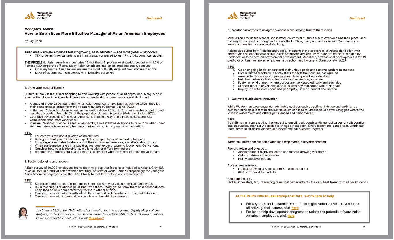 Free Toolkit for Managers of Asian Employees | The MLI