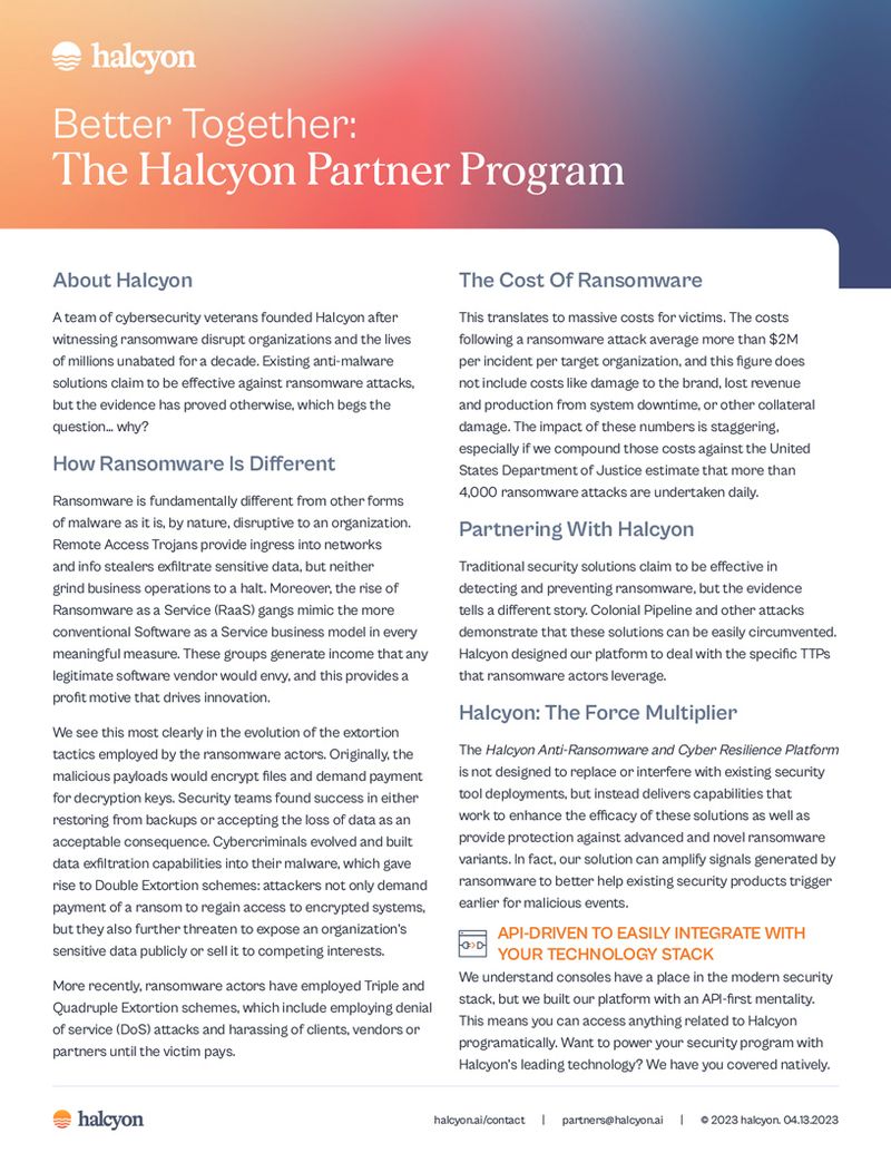 Partner with Halcyon to Stop Ransomware | Halcyon.ai