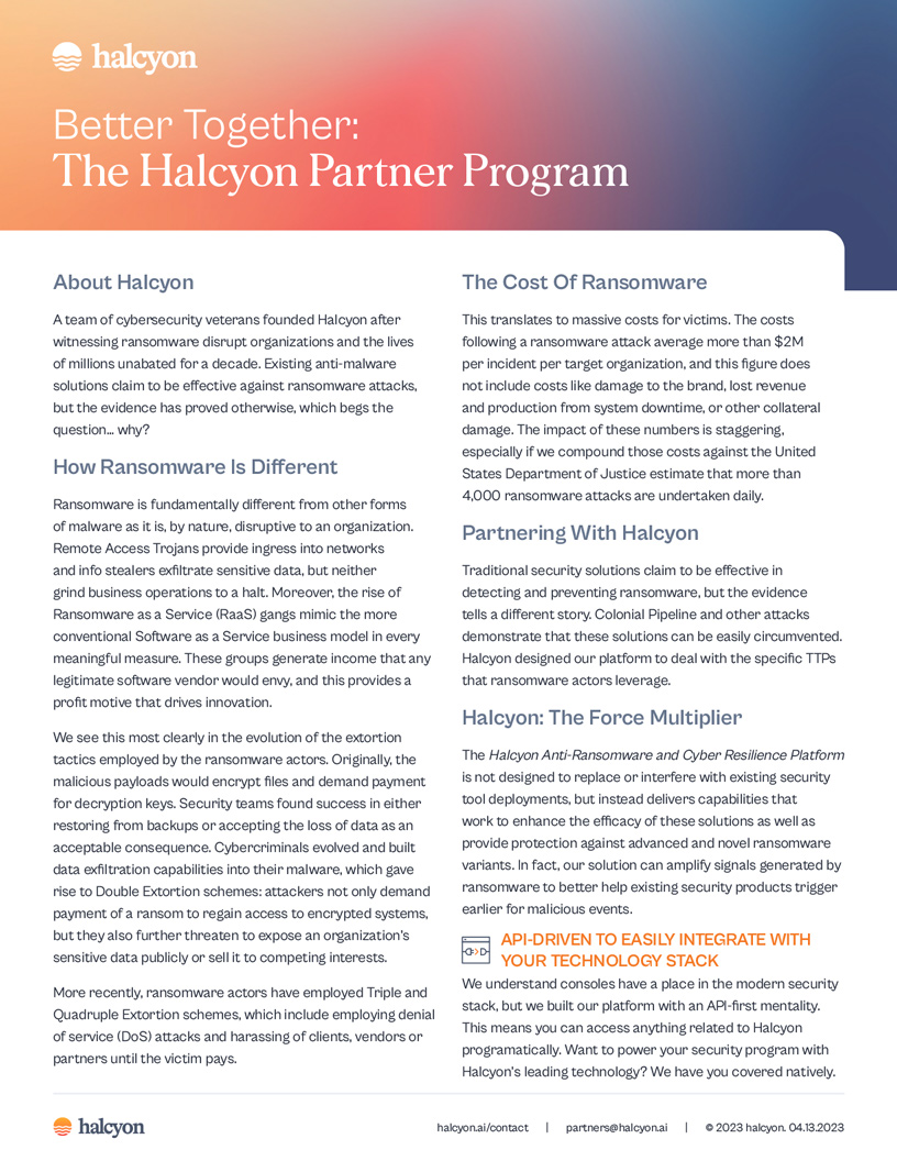 Partner with Halcyon to Stop Ransomware | Halcyon.ai