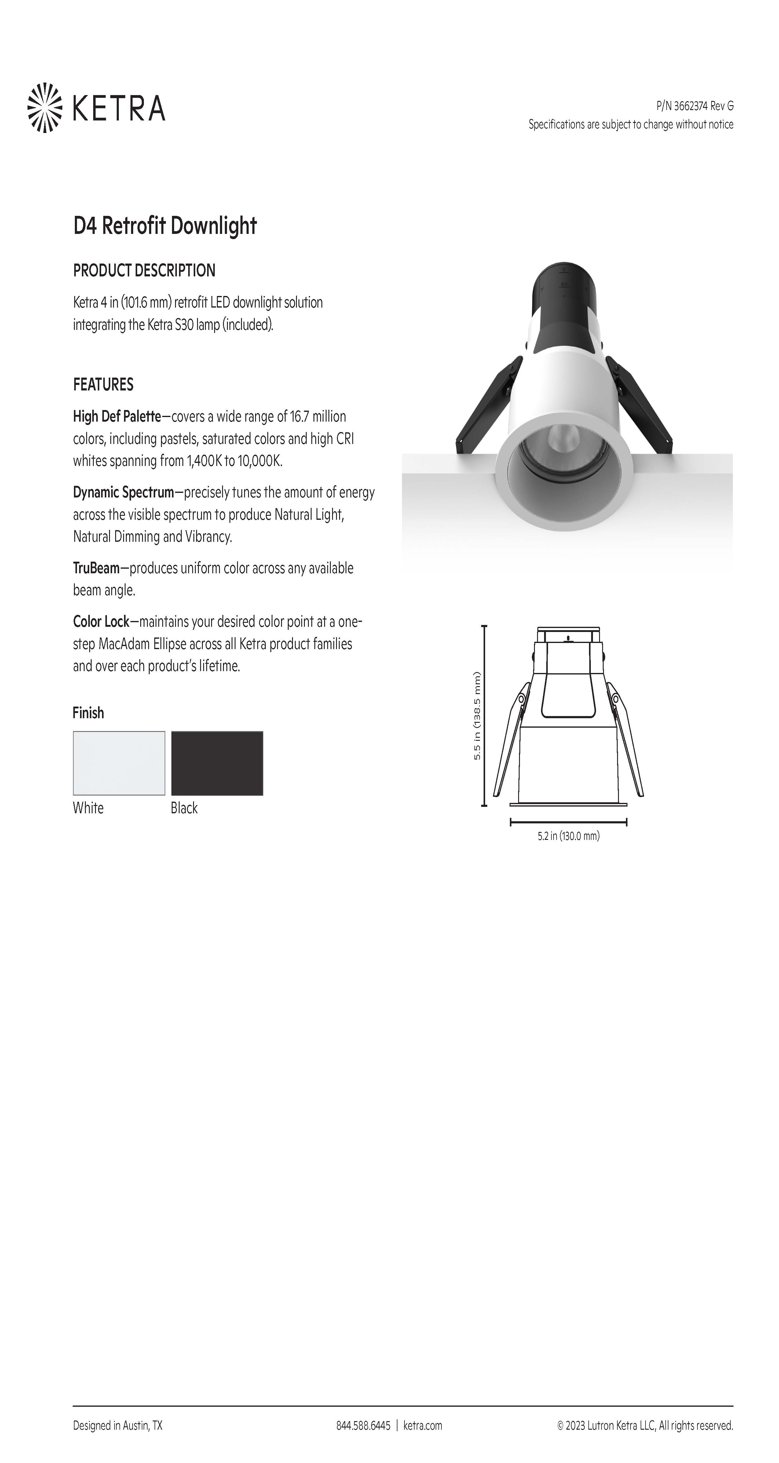 Lutron Ketra D4 Retrofit Downlight