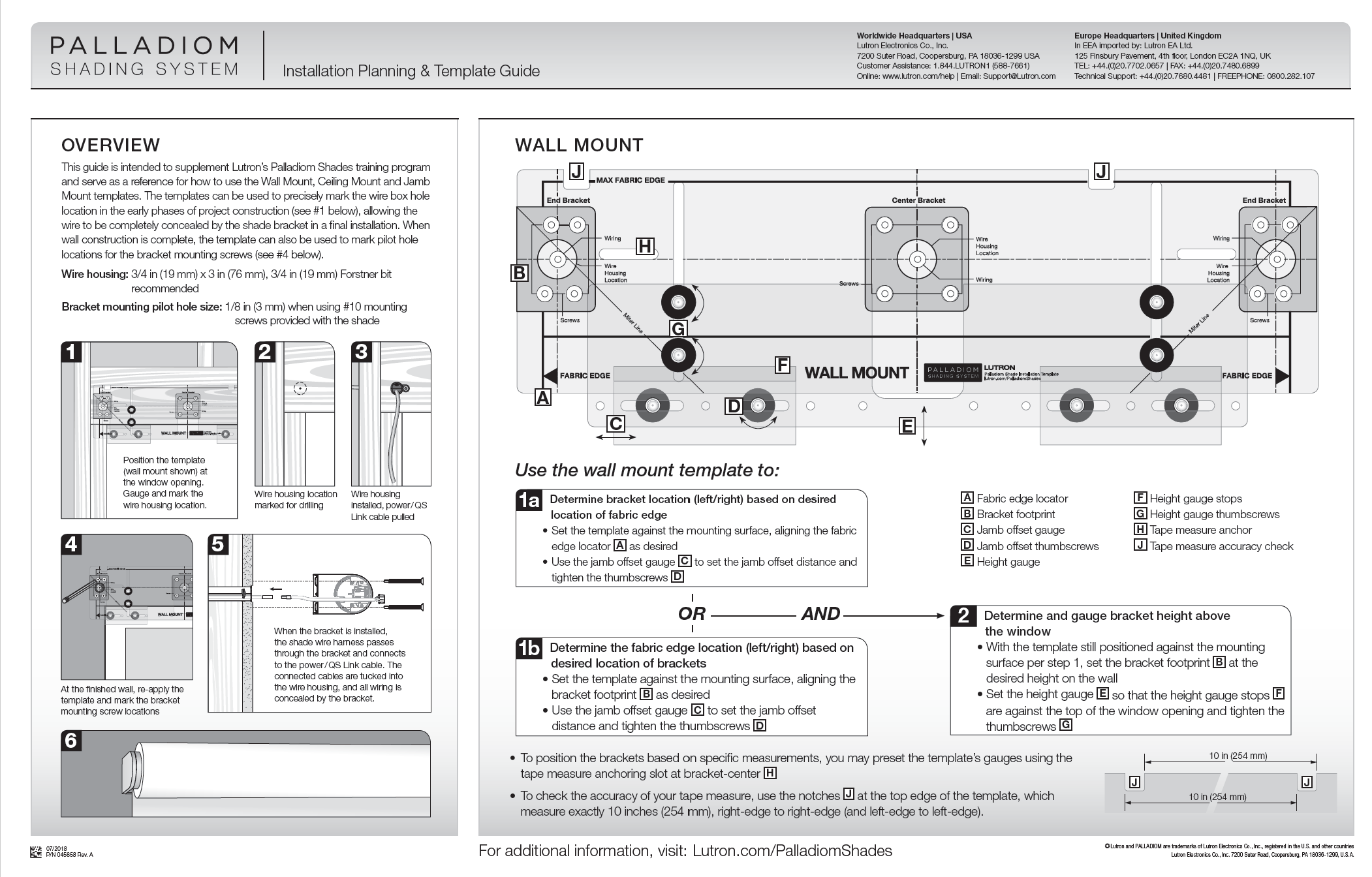 Lutron Palladiom Shading System Installation Planning & Template Guide