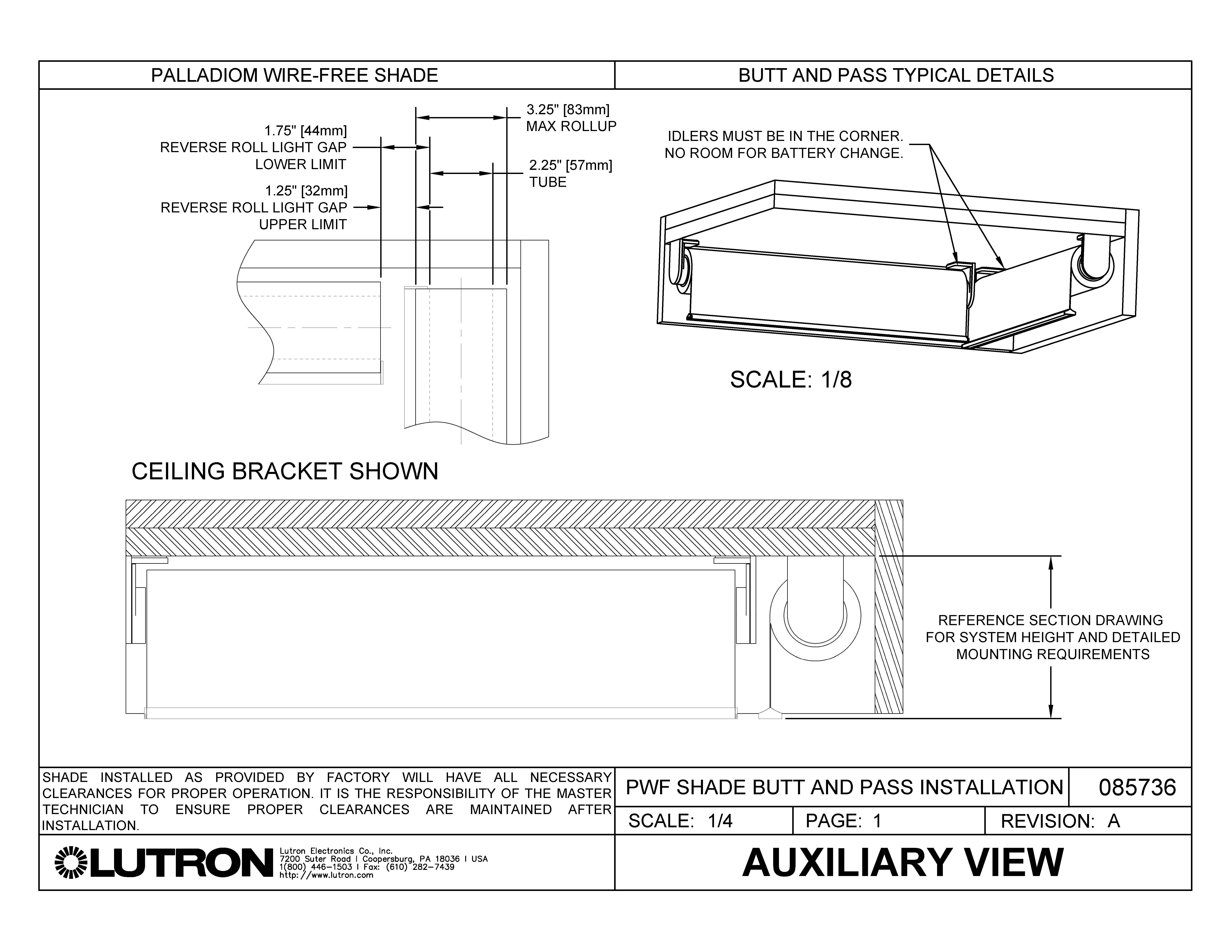 Palladiom Wirefree Shade Corner Install - Butt/Pass Design Detail