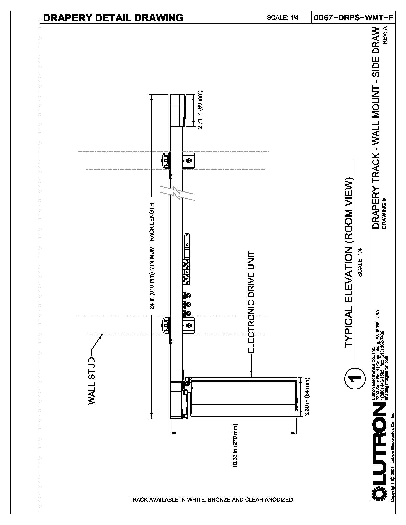 Lutron Drapery Detail Wall Mount Elevation