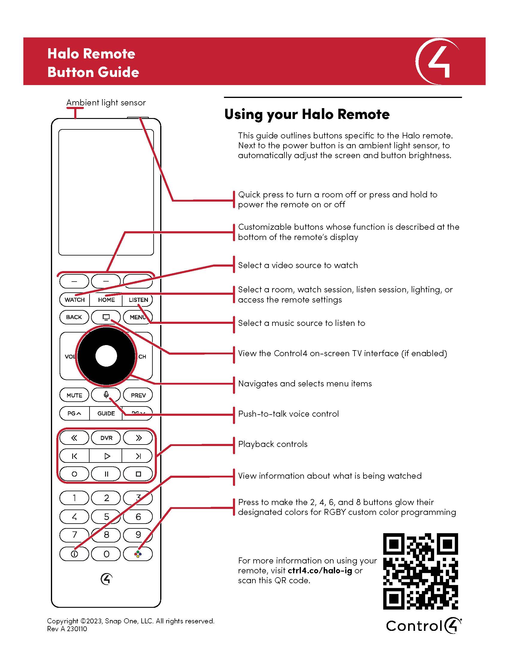 Quick Start Guide: Halo Button Remote