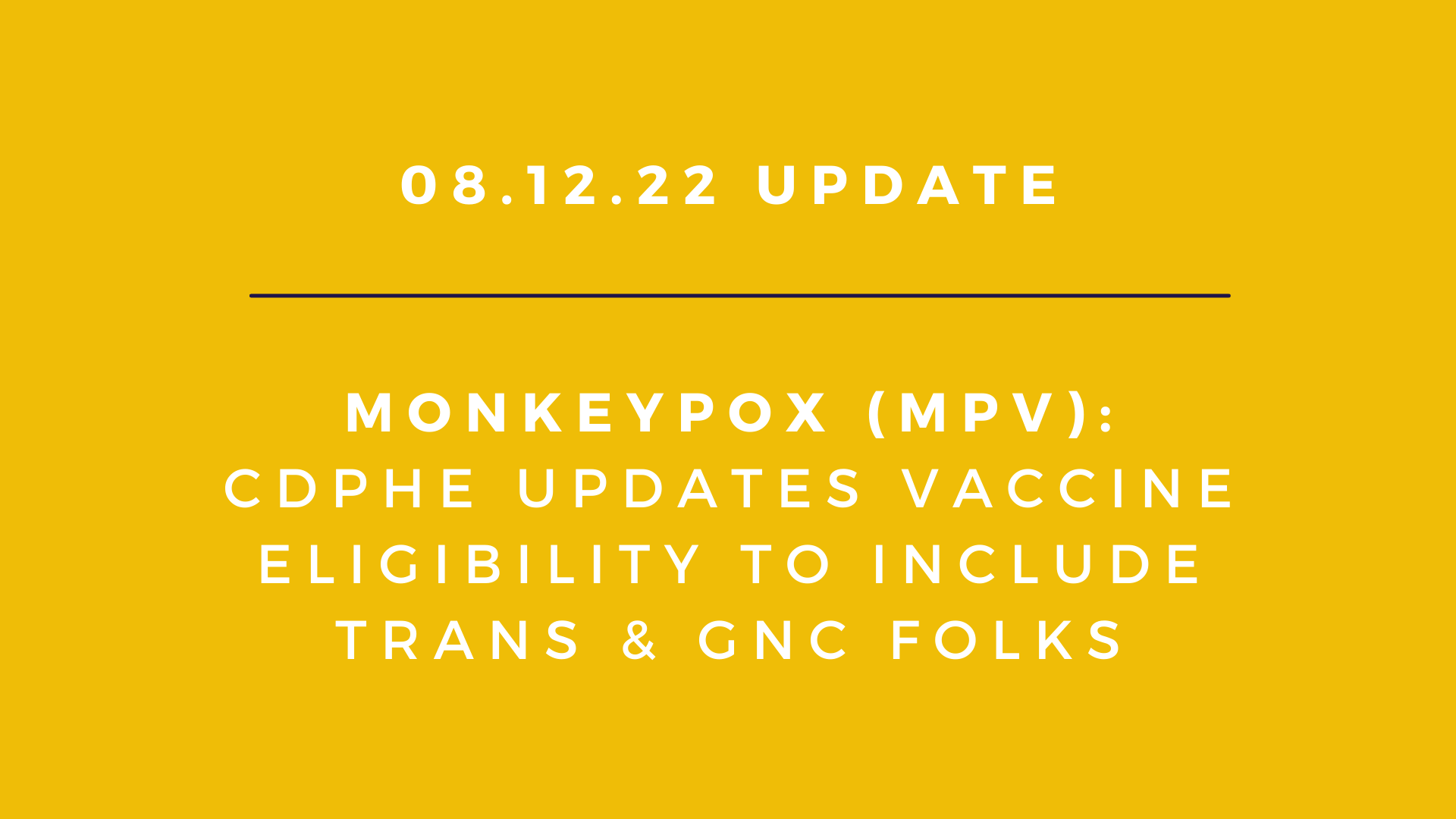 One Colorado | Monkeypox (MPV): Community Update