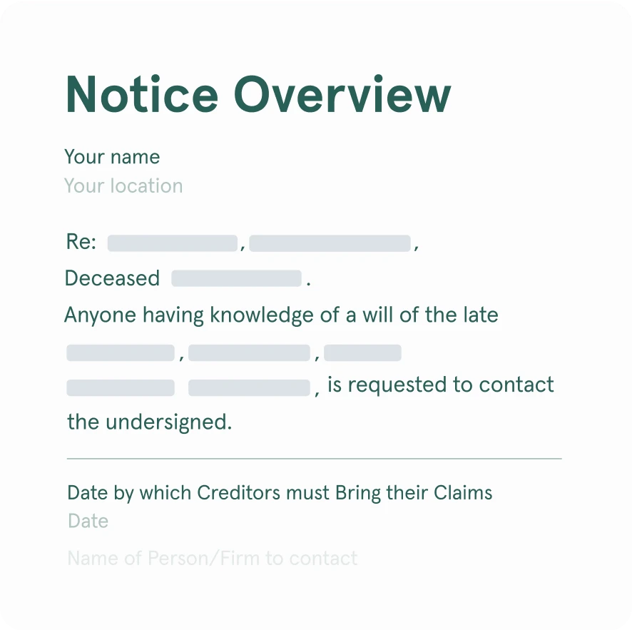 Generate and Publish a Notice to Creditors Online | Estateably