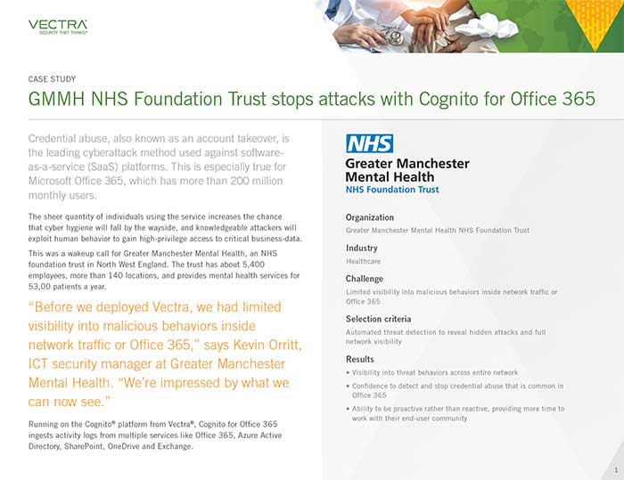 GMMH NHS Foundation Trust Stops Attacks with Vectra Detect for Office 365