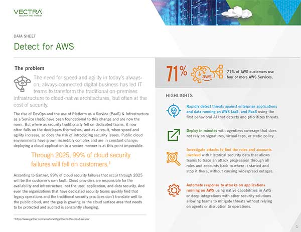 Vectra Detect for AWS