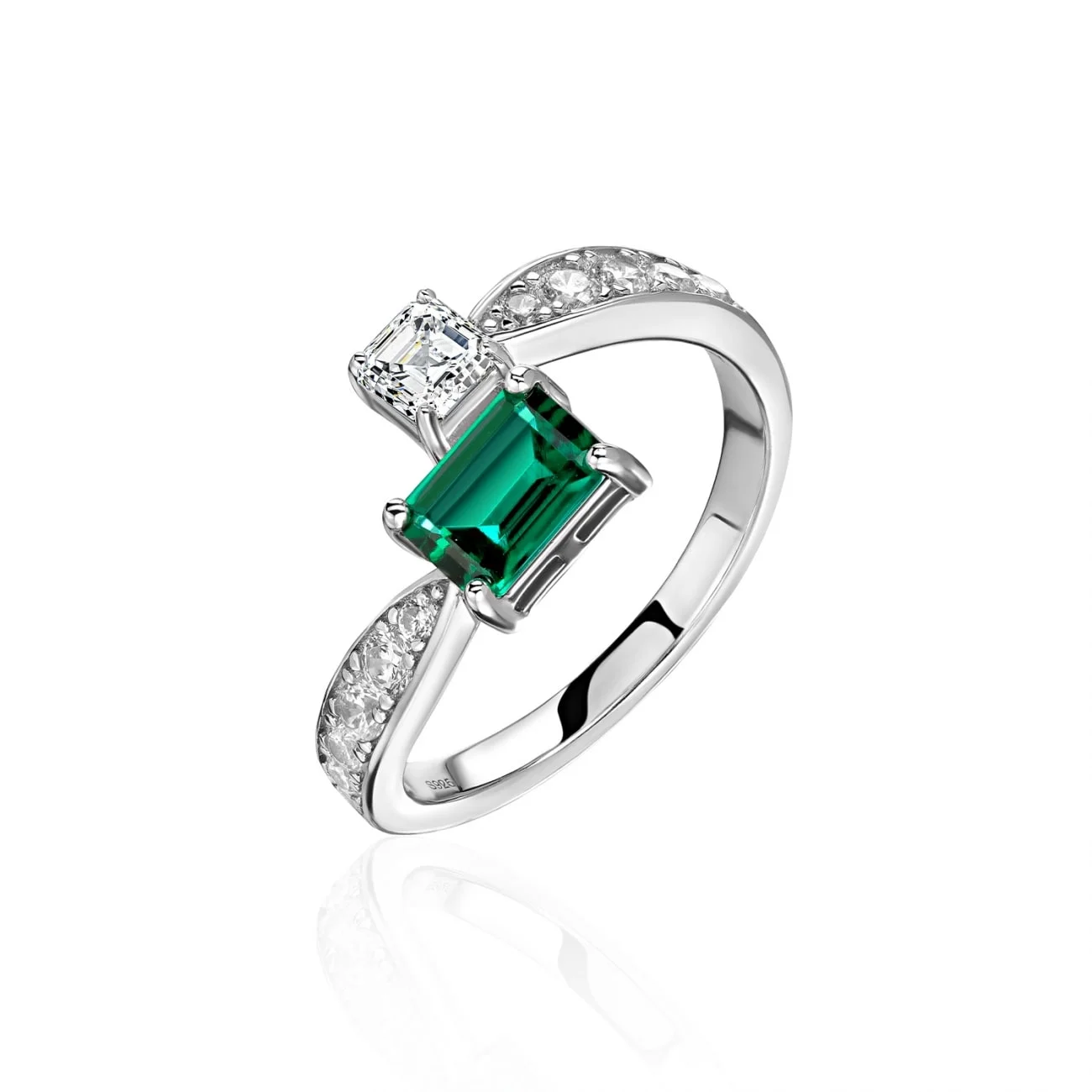 Modern Emerald Cut Emerald Ring - Bravo Jewellers
