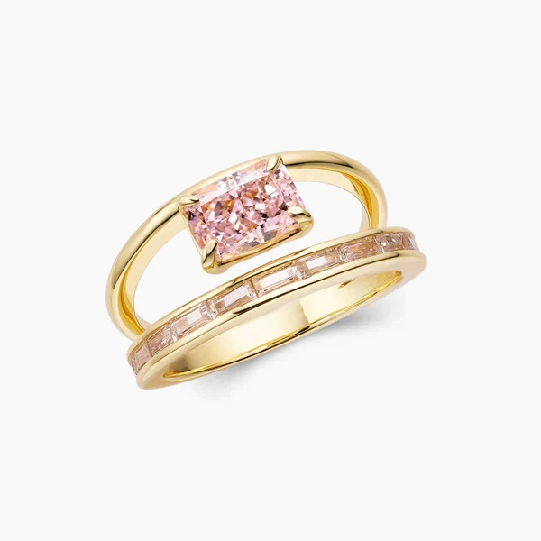 Floating Pink Radiant Half Channel Ring - Bravo Jewellers