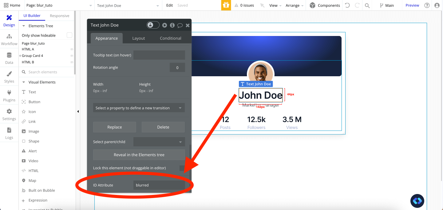 How to blur elements in Bubble ? - Nocodable