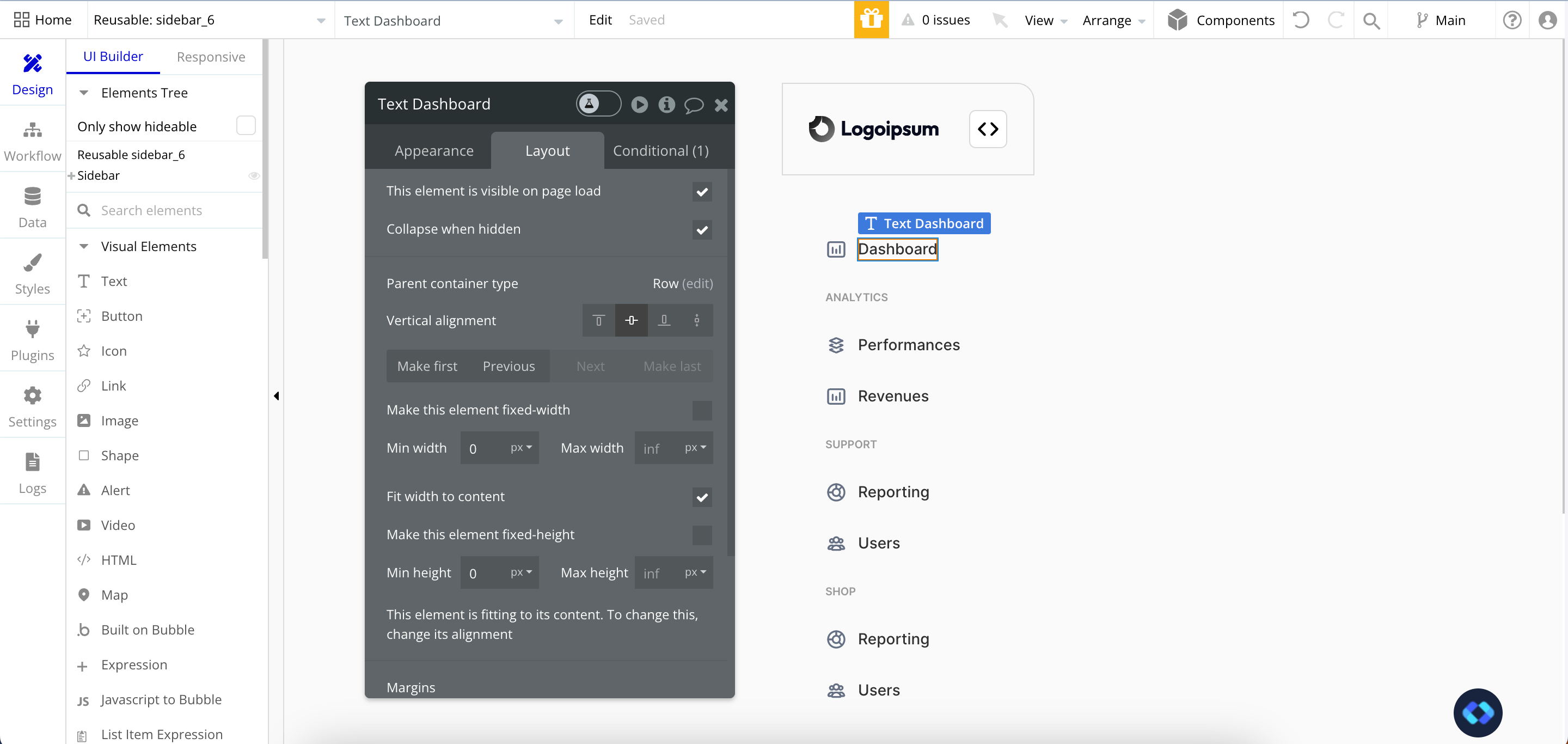 How to build a sidebar in Bubble.io (2024) - Nocodable