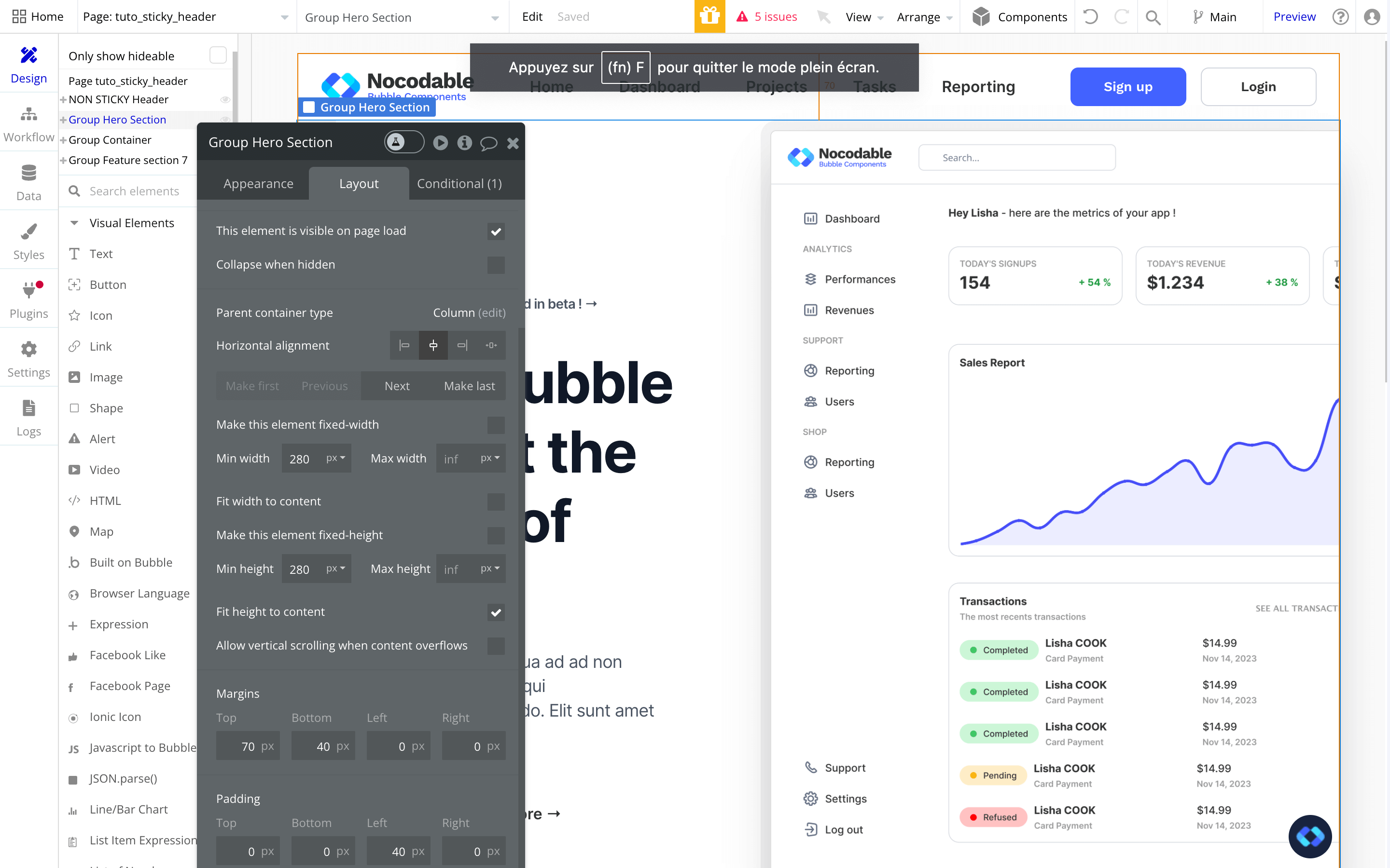 How to create a Sticky Header in Bubble.io ? (2024) - Nocodable