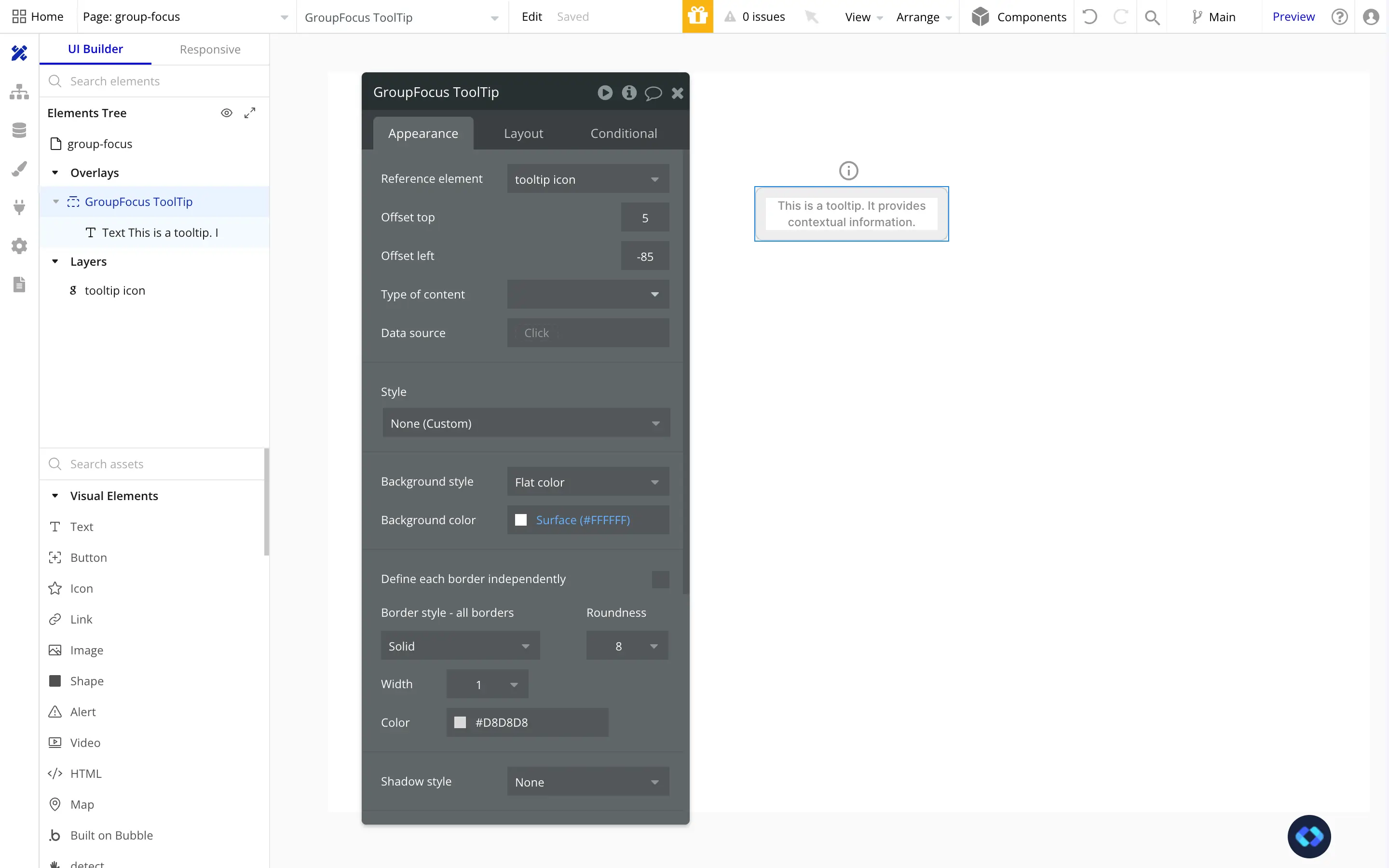 How to show a group focus on hover in bubble.io (2024) - Nocodable
