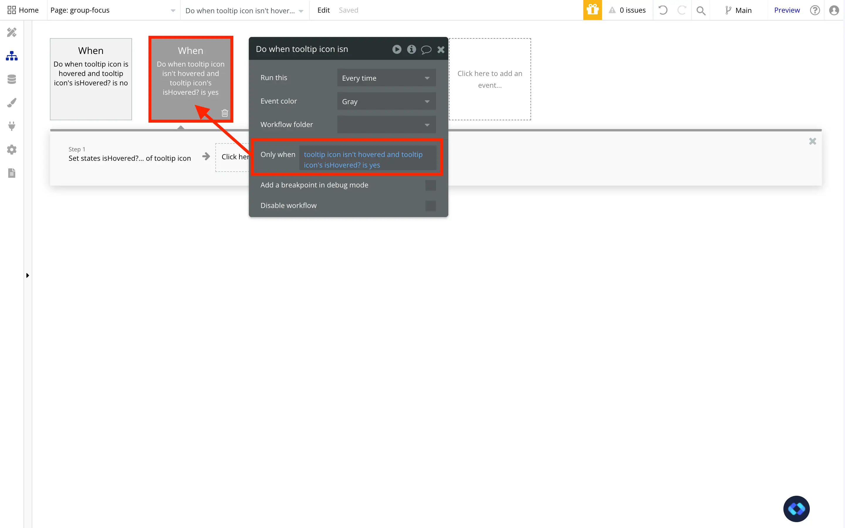 How to show a group focus on hover in bubble.io (2024) - Nocodable