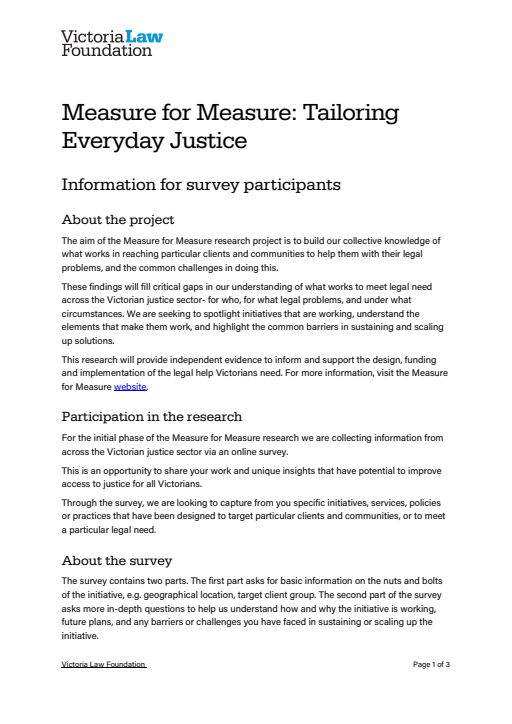 Measure for Measure Information for survey participants | Victoria Law ...